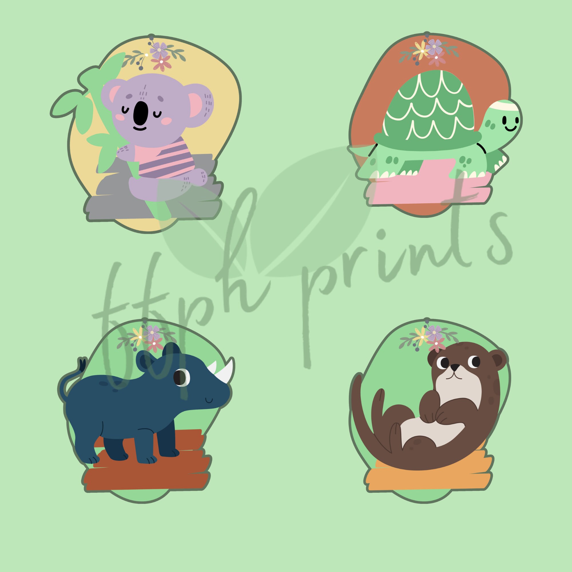 Animals Stickers, Print and Cut Digital PNG Sticker Sheet, 10 Different ...