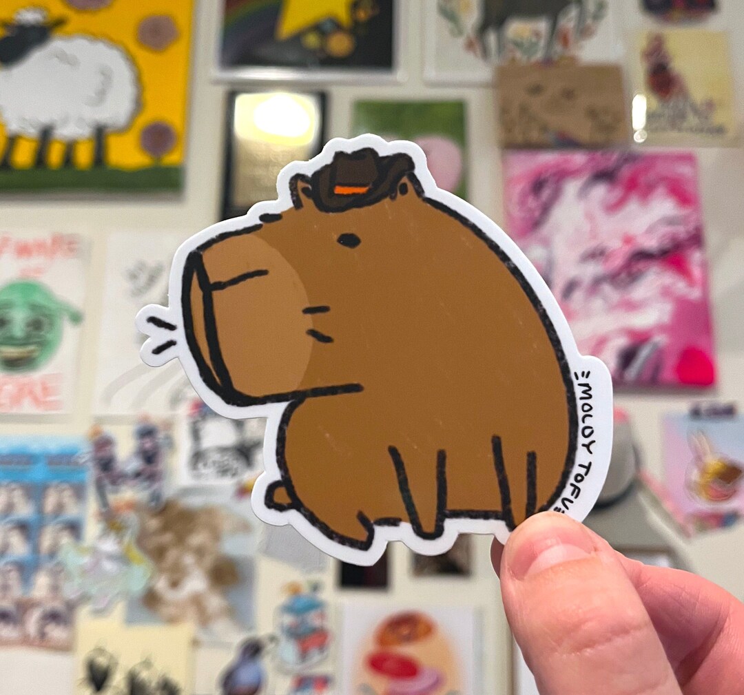 Cowboy Capybara Vinyl Sticker Cute Wild West Animals Funny - Etsy