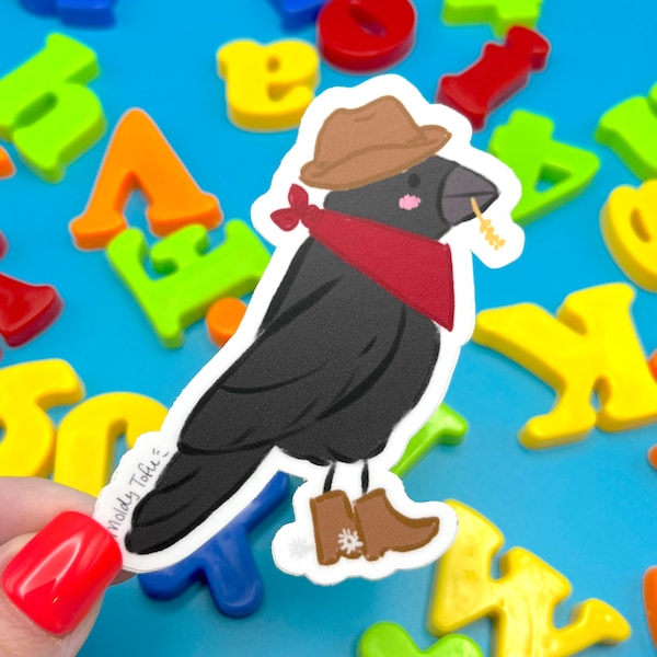 Cowboy Crow Sticker - Etsy