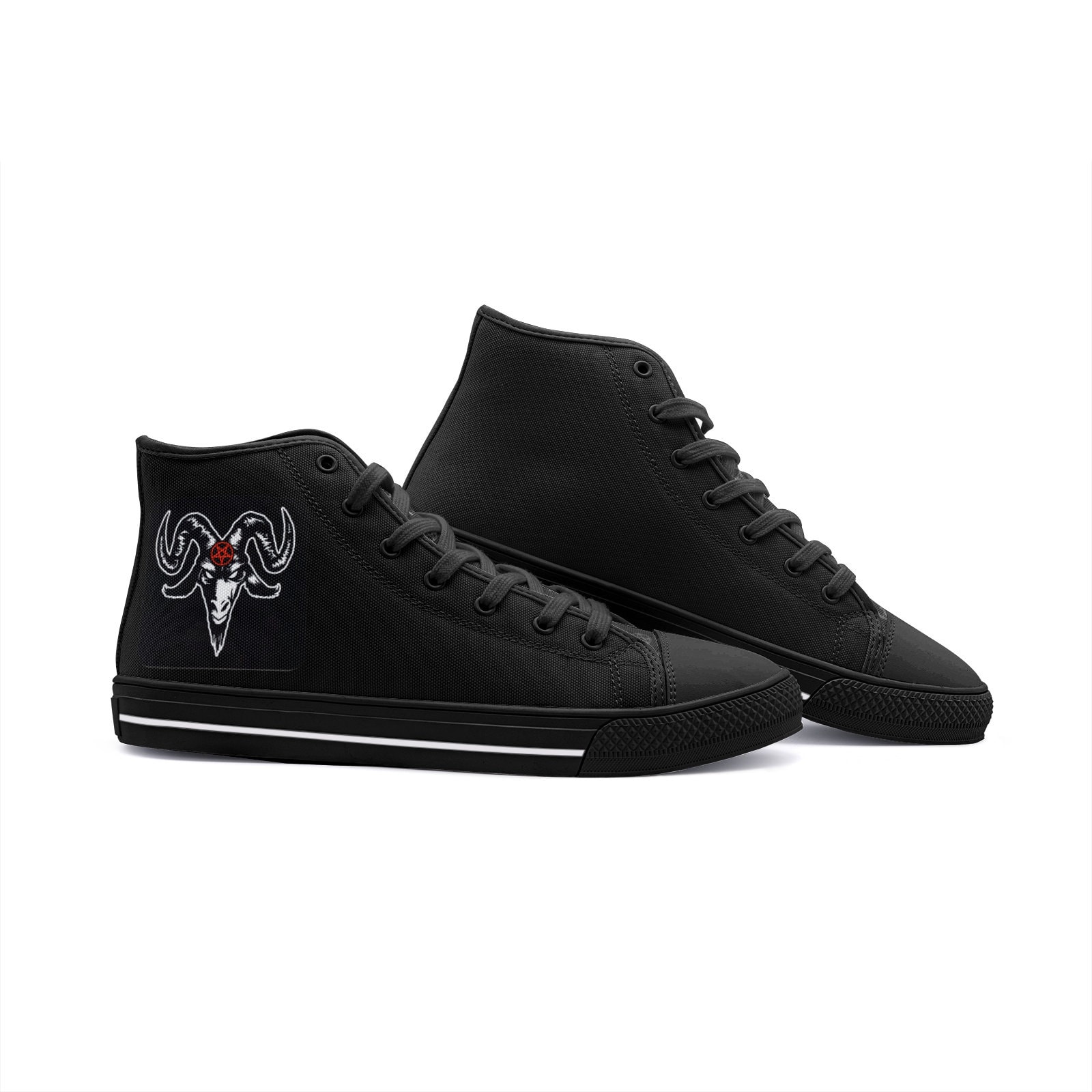 Satanic Satan Devil Skull Skeleton Baphomet 666 High Top Canvas Shoes ...