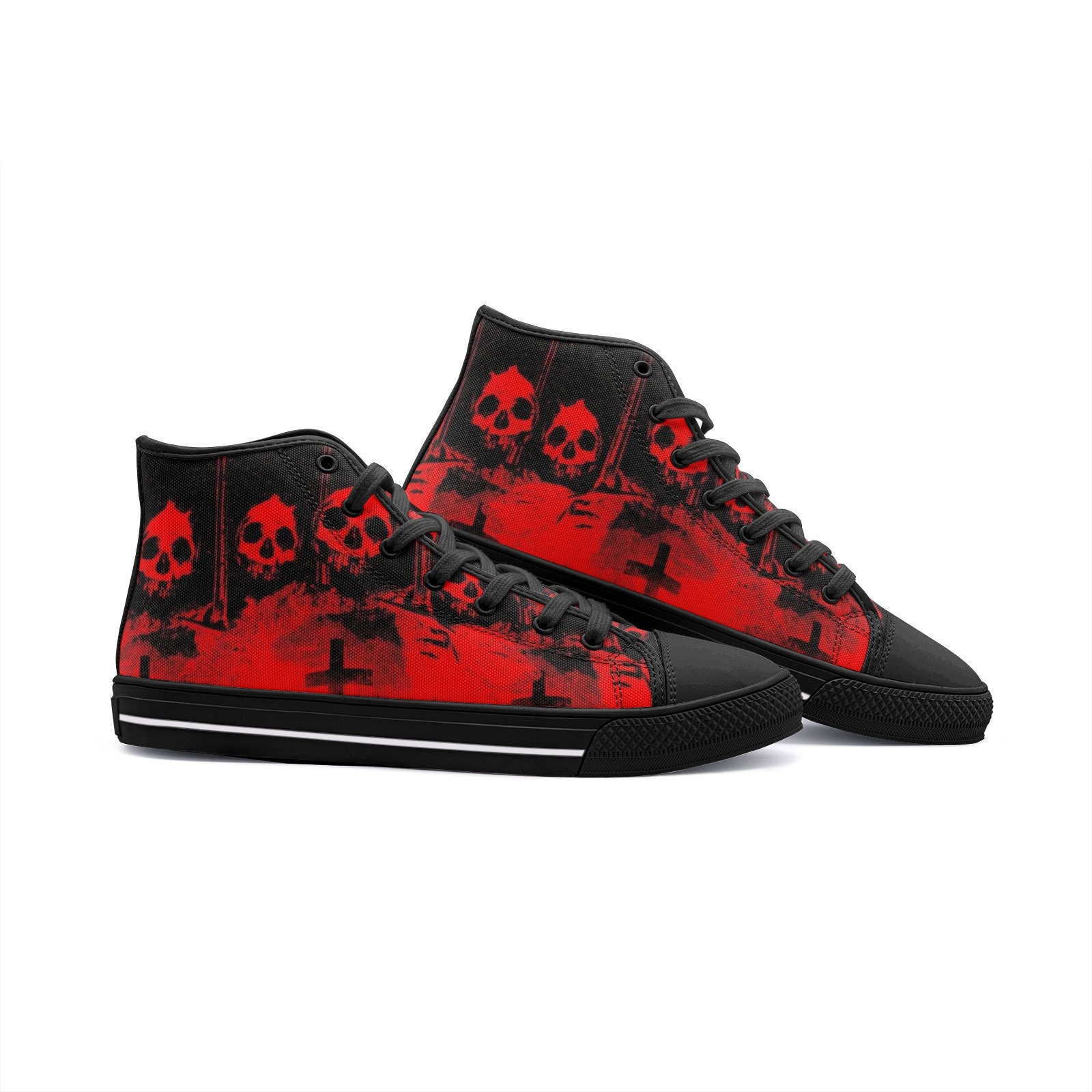 Satanic Satan Devil Skull Skeleton Baphomet 666 High Top Canvas Shoes