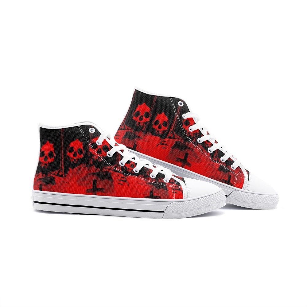 Satanic Satan Devil Skull Skeleton Baphomet 666 High Top Canvas Shoes