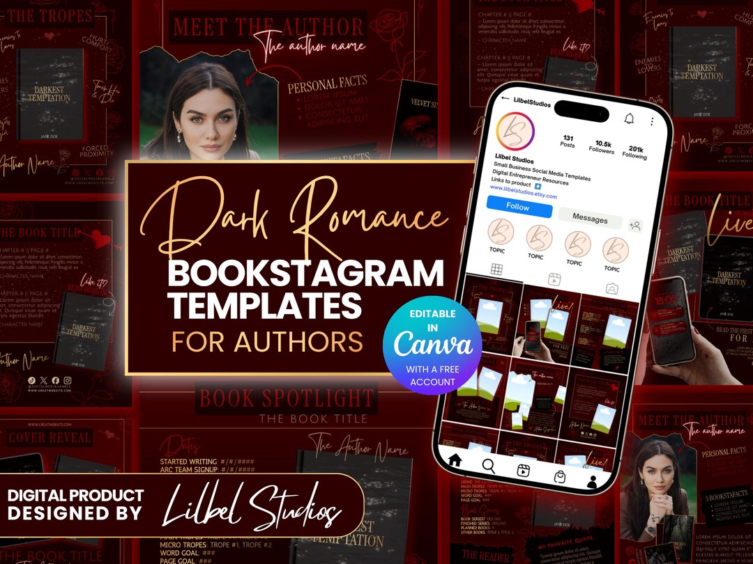 Dark Romance Templates for Authors, Crimson, Black & Gold Book ...
