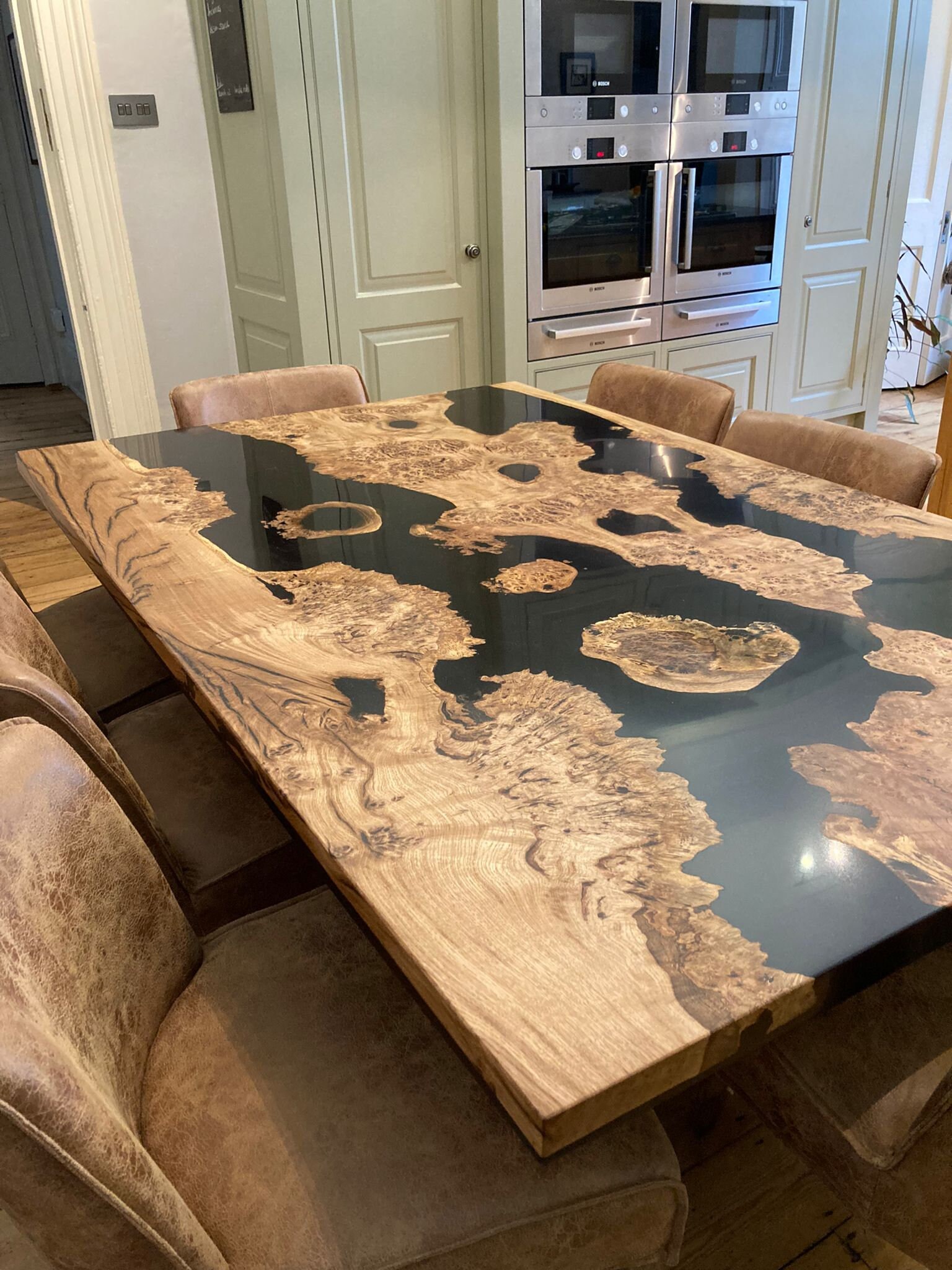 Epoxy Resin River Tables Live Edge Oak Walnut Elm Dining Tables Etsy