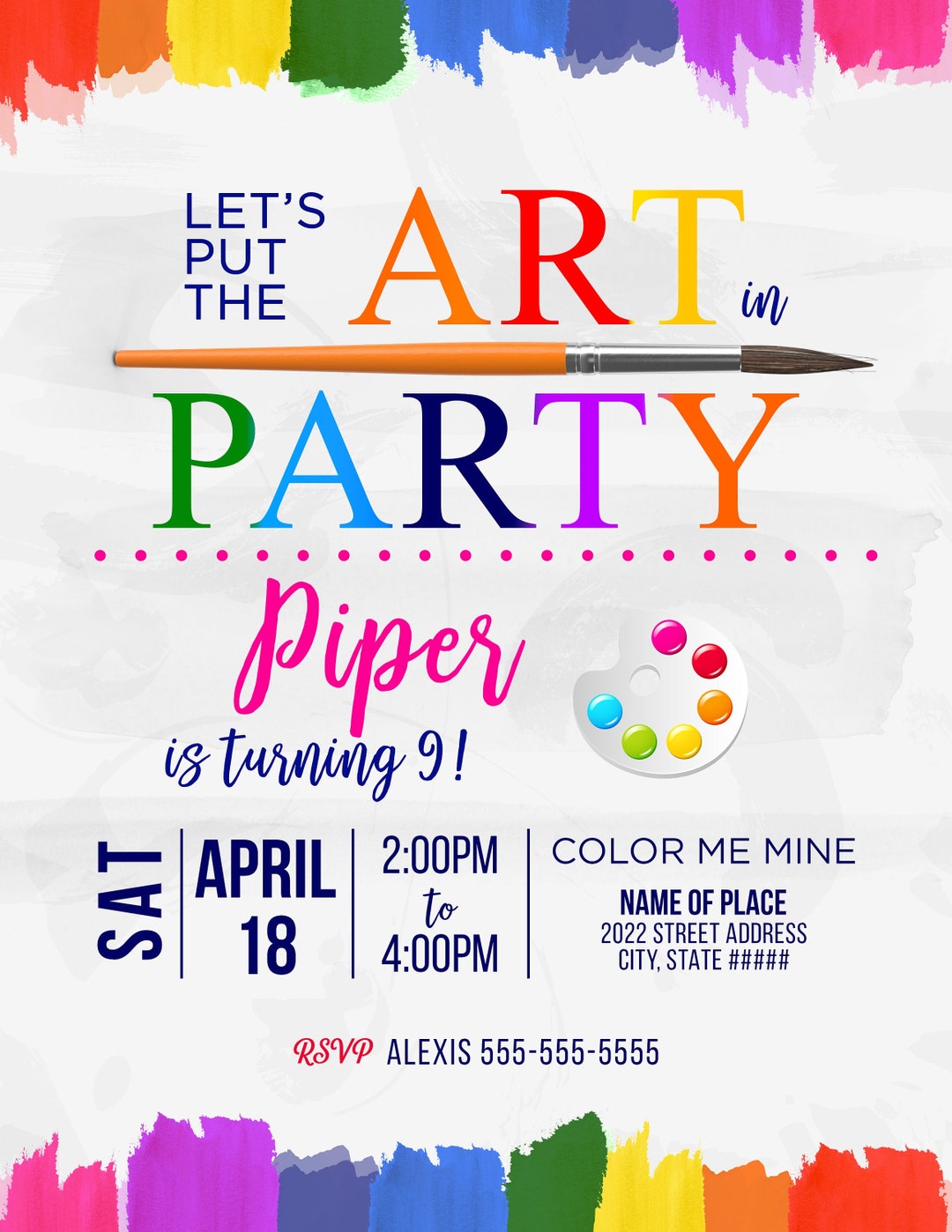 Art Party Invitation - Etsy