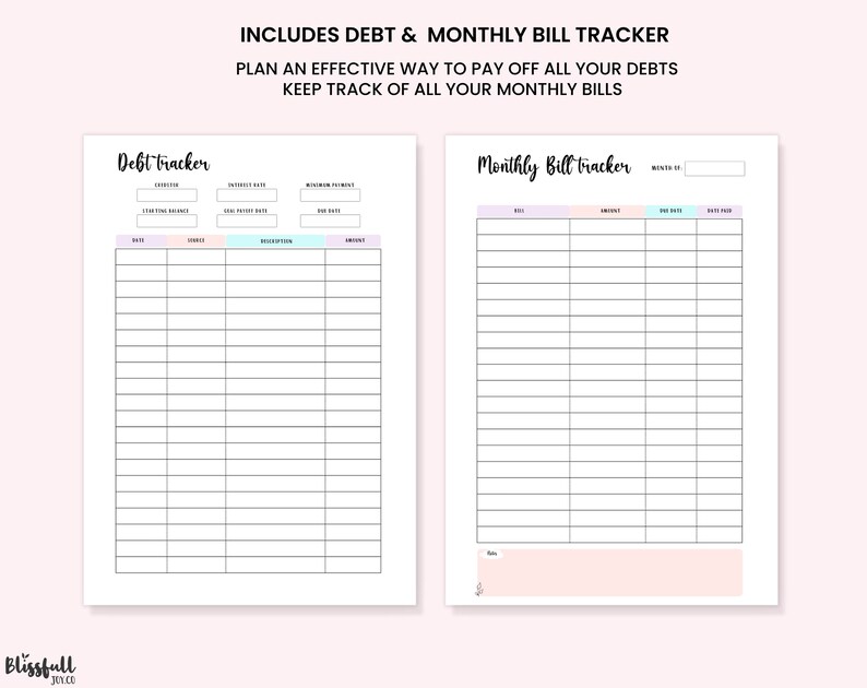 Finance Planner Bundle, Income & Expense Trackers, Bills Tracker, Debt ...