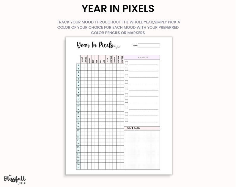 2023 Calendar, Yearly Tasks, Year in Pixels, Yearly Productivity ...