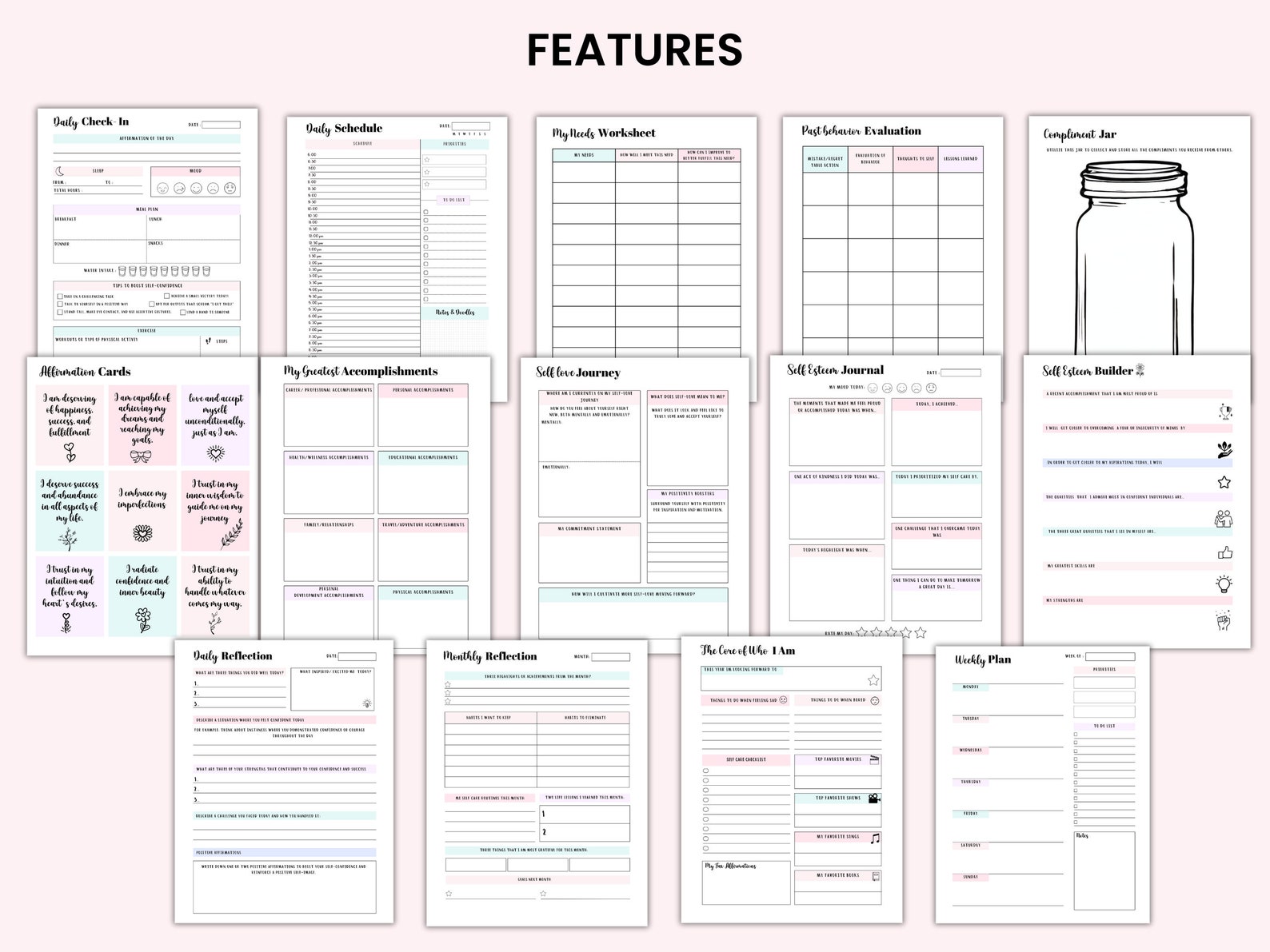Self Confidence Planner, Self Esteem Planner, Confidence Worksheets ...