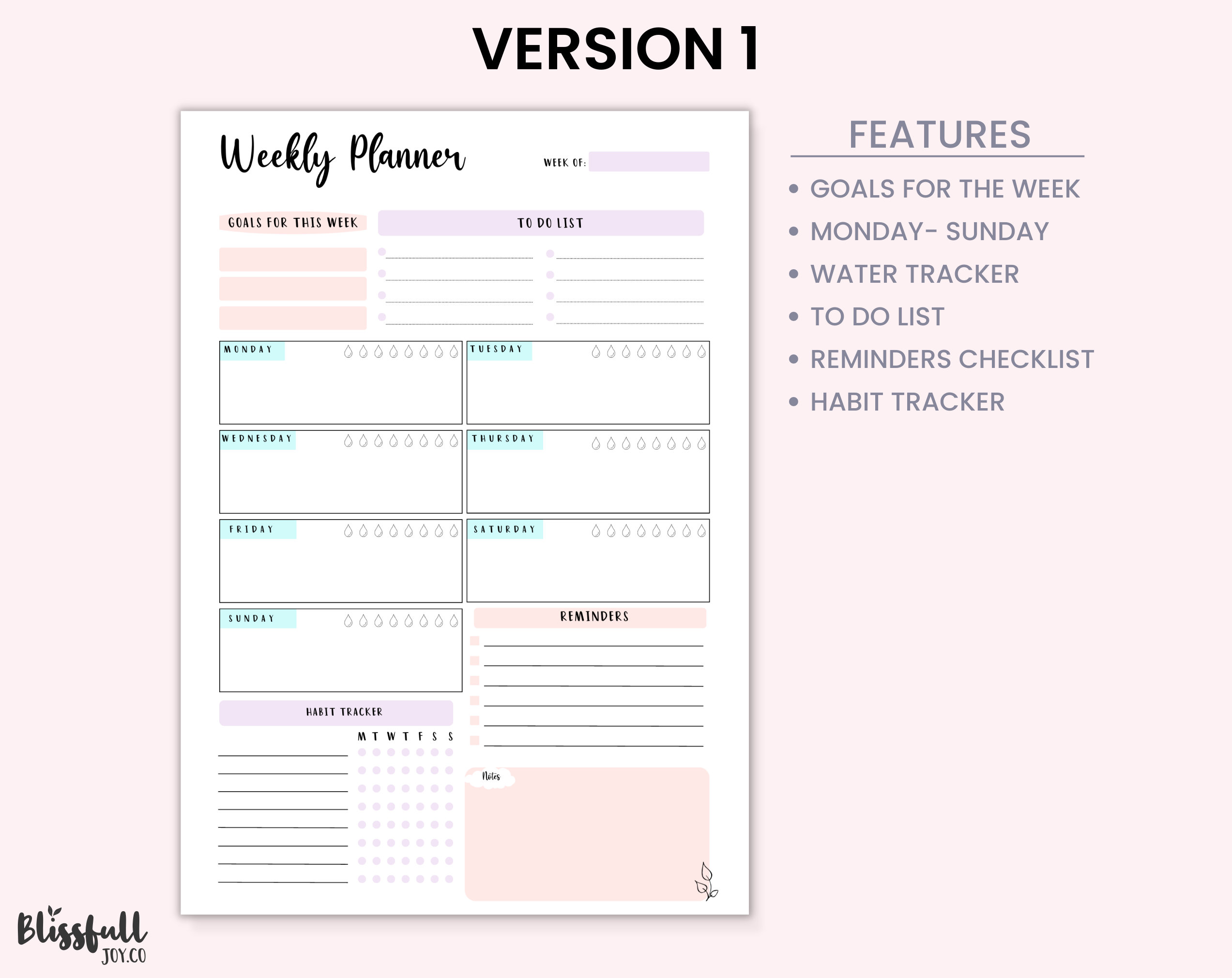 Printable Weekly Planner Set , Weekly Planner, Productivity Planner ...