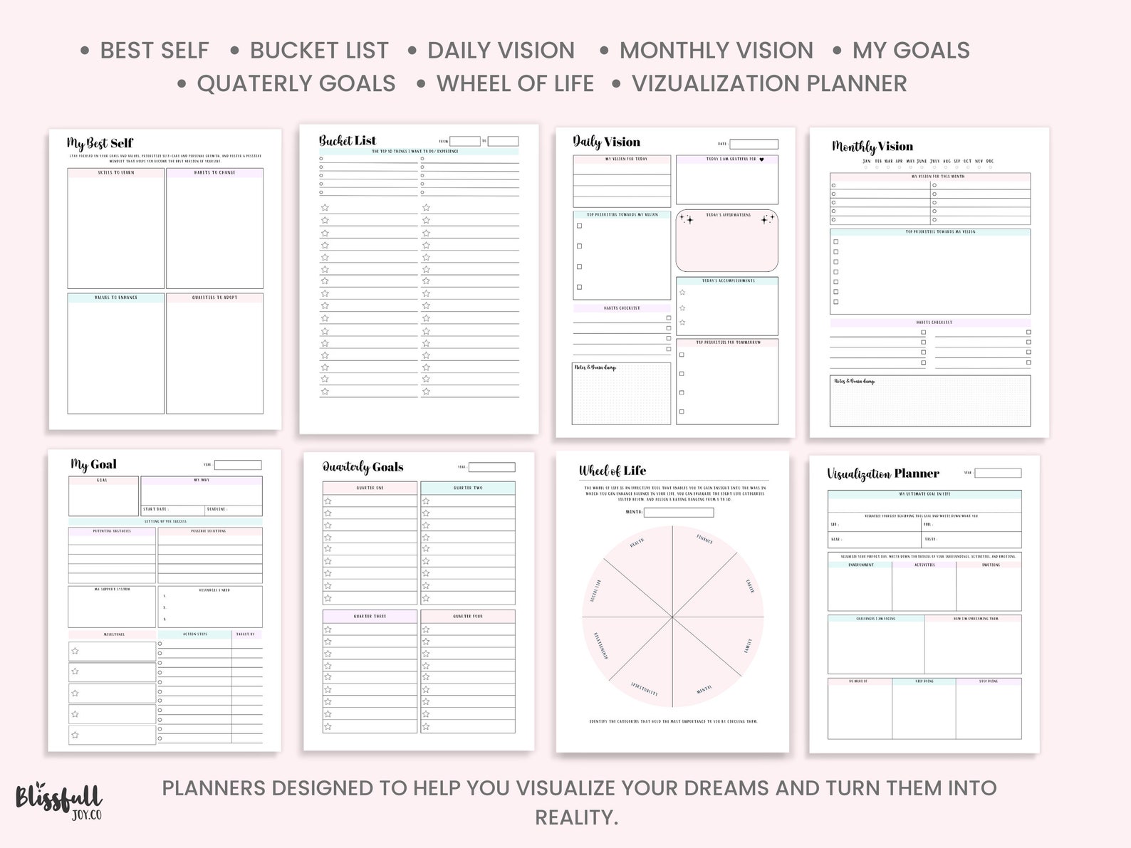 Printable Vision Board, Visualization Planner, Life Quotes ,words ...