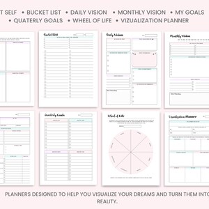 Printable Vision Board, Visualization Planner, Life Quotes ,words ...