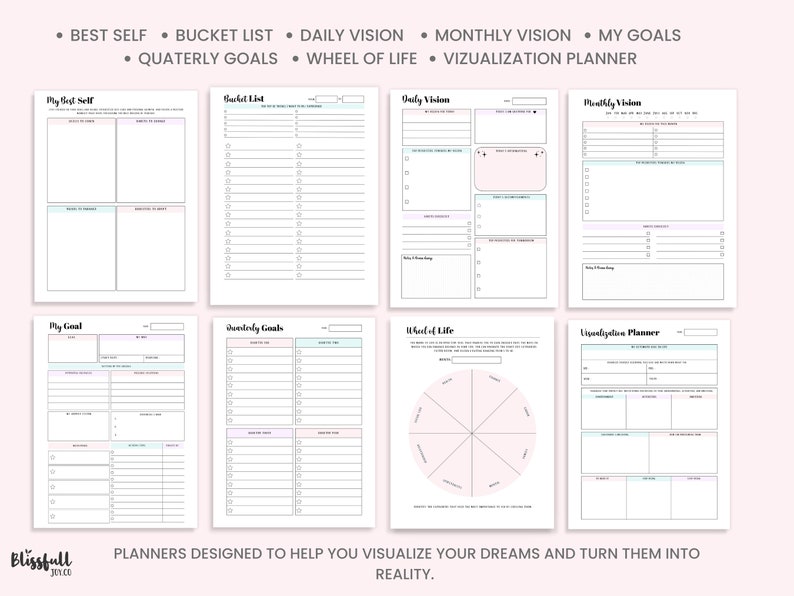 Printable Vision Board, Visualization Planner, Life Quotes ,words ...