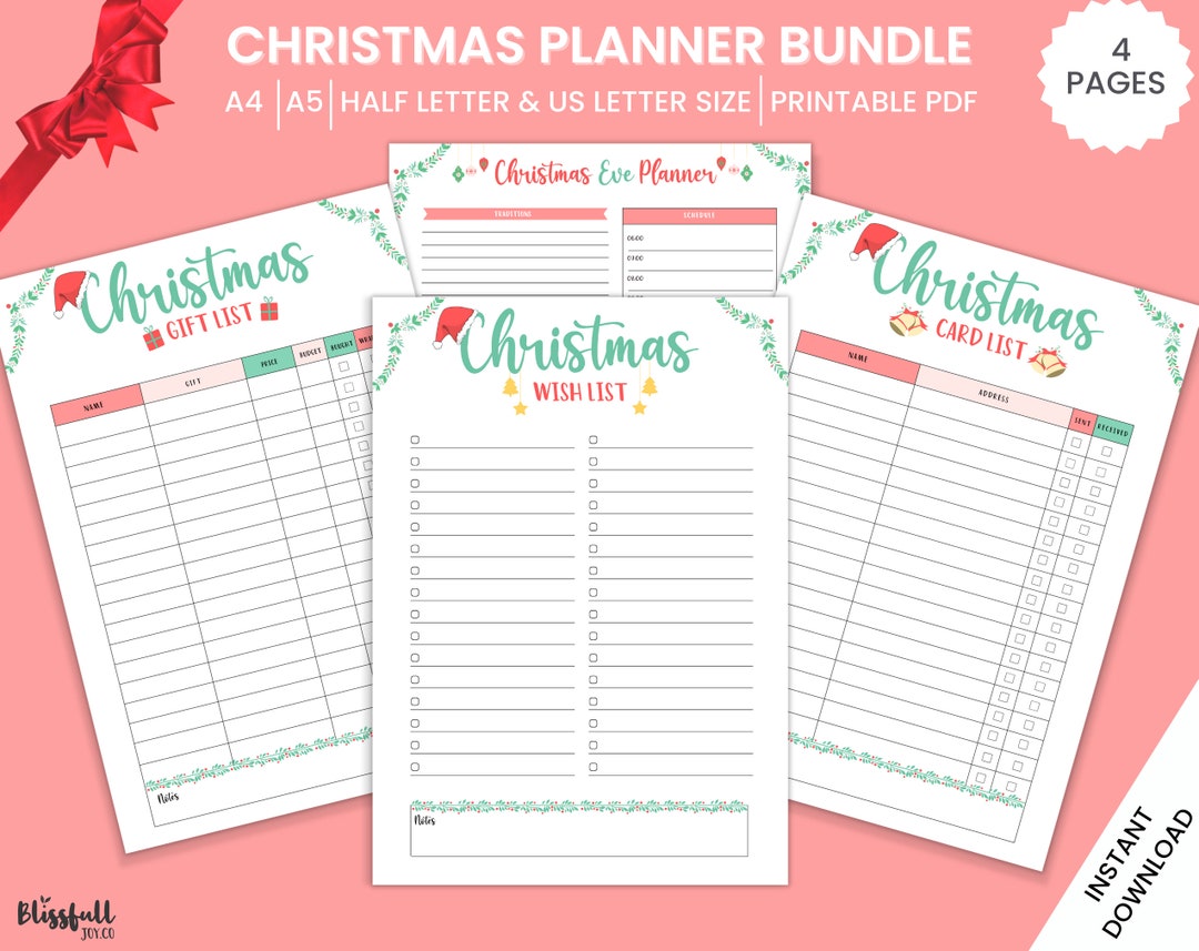 Printable Christmas Planner, Christmas Planner Bundle, Christmas Gift ...