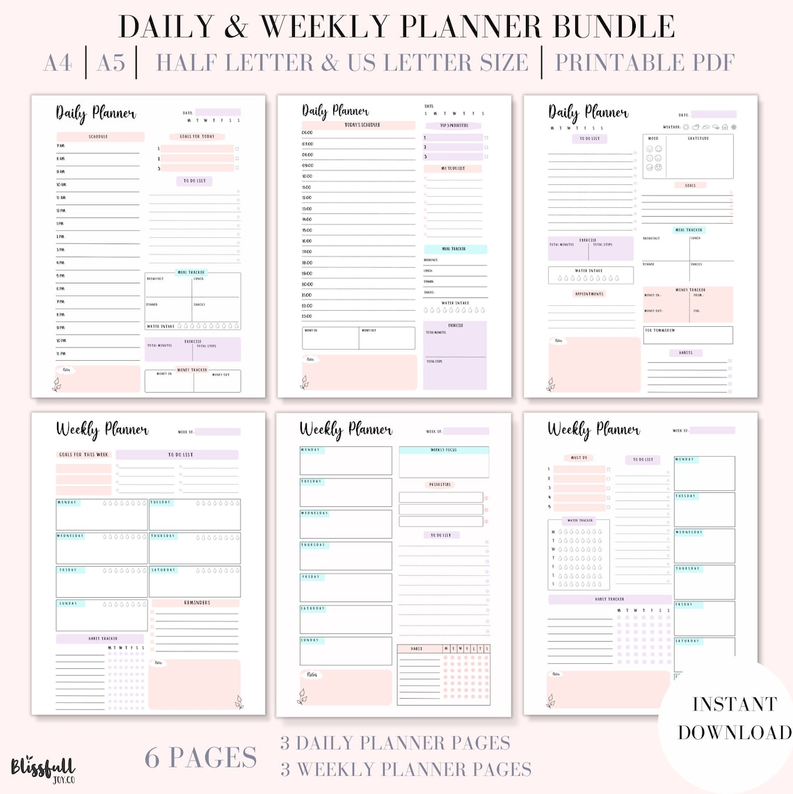 Printable Planner Bundle Daily Planner Weekly Planner - Etsy
