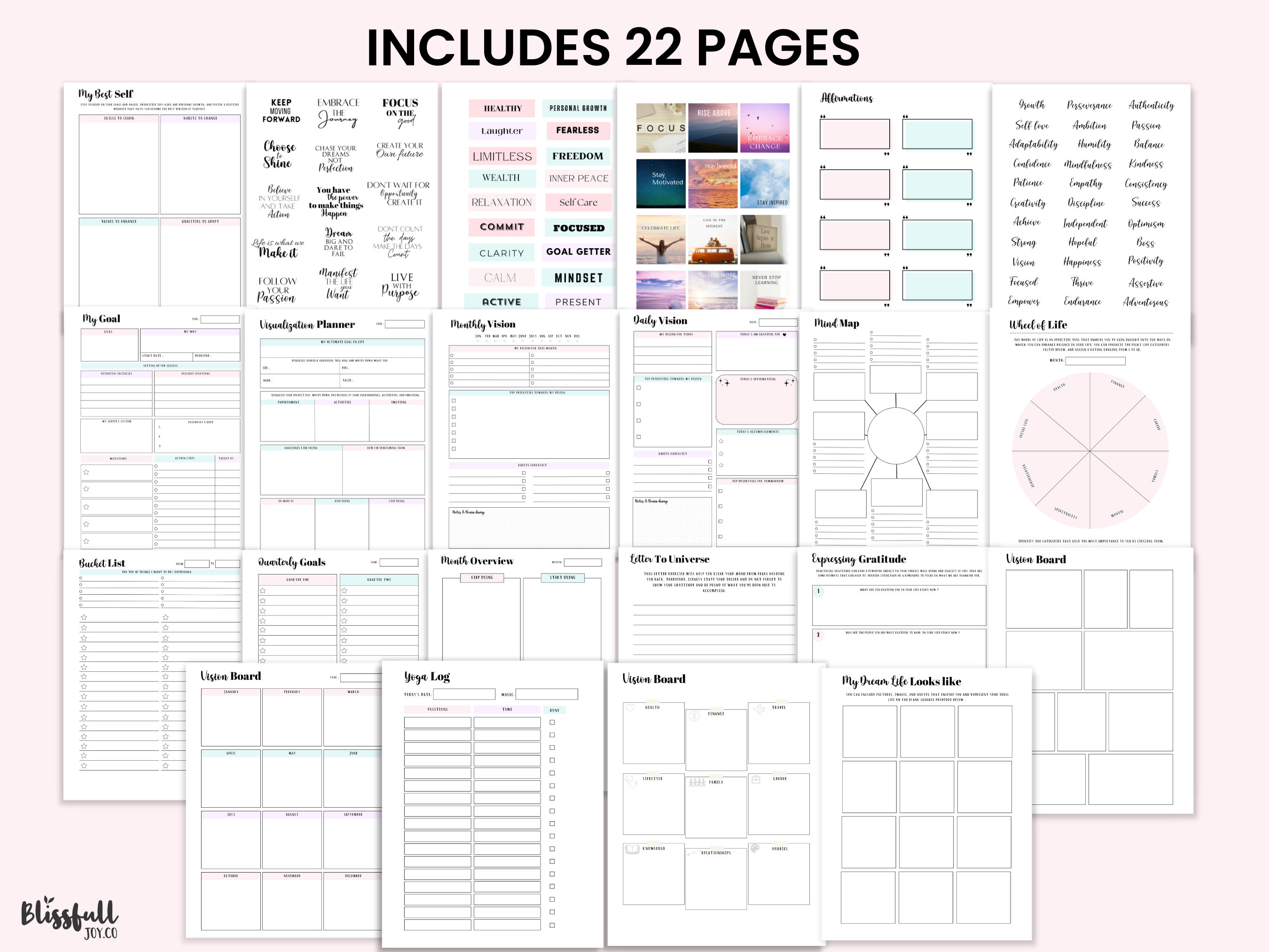 Printable Vision Board, Visualization Planner, Life Quotes ,words ...