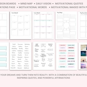 Printable Vision Board, Visualization Planner, Life Quotes ,words ...