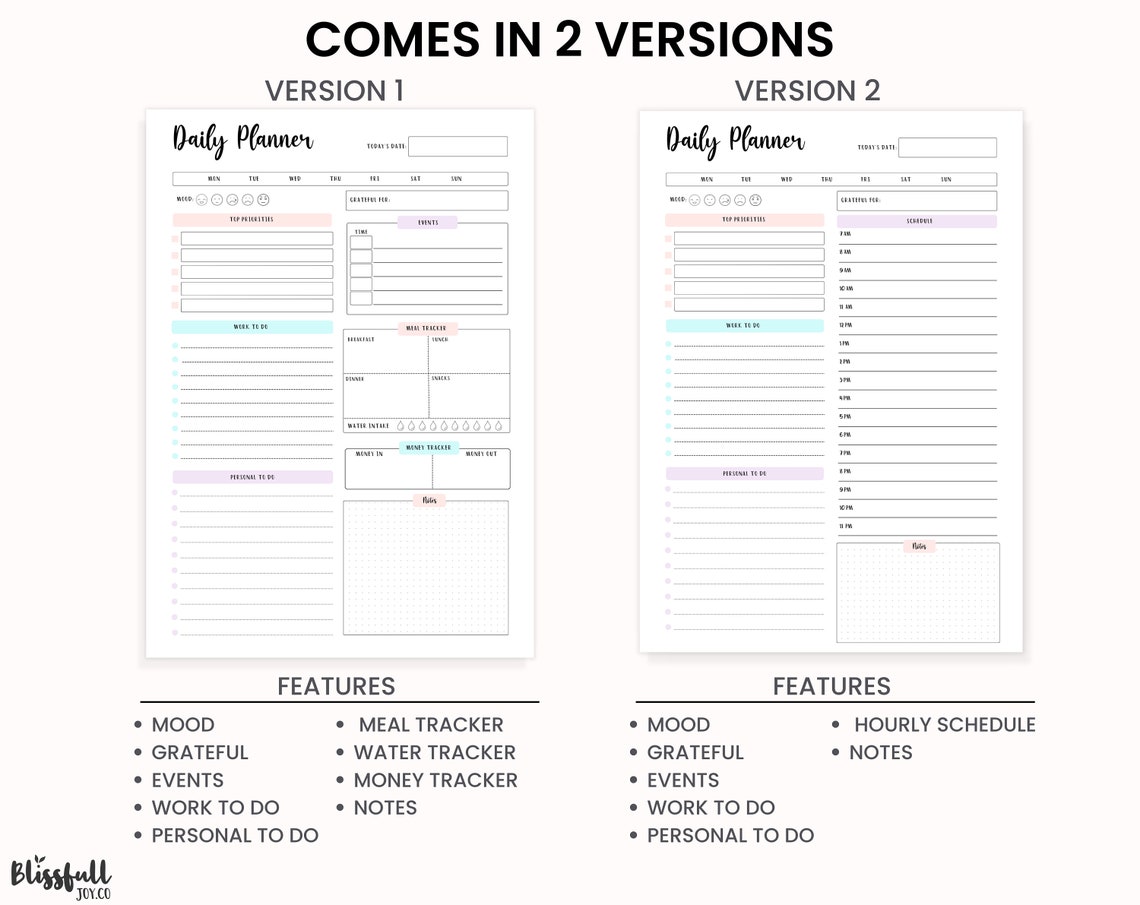 Printable Daily Digital Planner Daily Schedule Pastel - Etsy