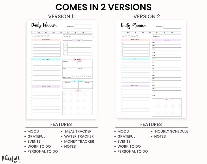 Printable, Daily Digital Planner, Daily Schedule, Pastel Digital ...