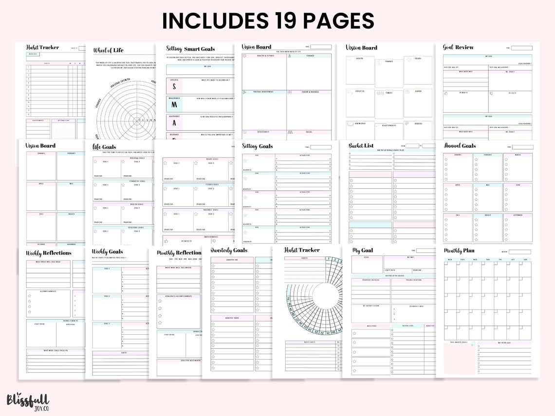 Goal Planner Bundle, Goals Tracker, Habits Trackers, Weekly, Monthly ...