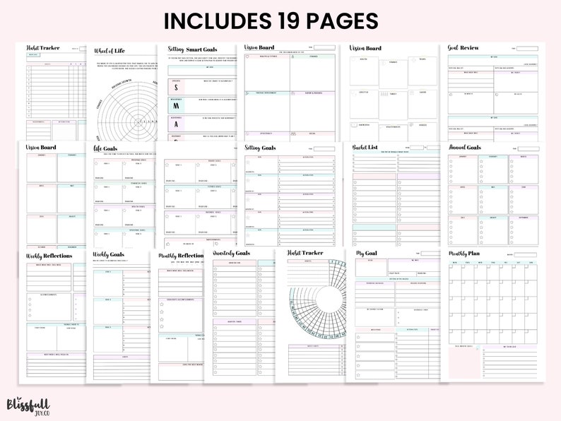 Goal Planner Bundle, Goals Tracker, Habits Trackers, Weekly, Monthly ...