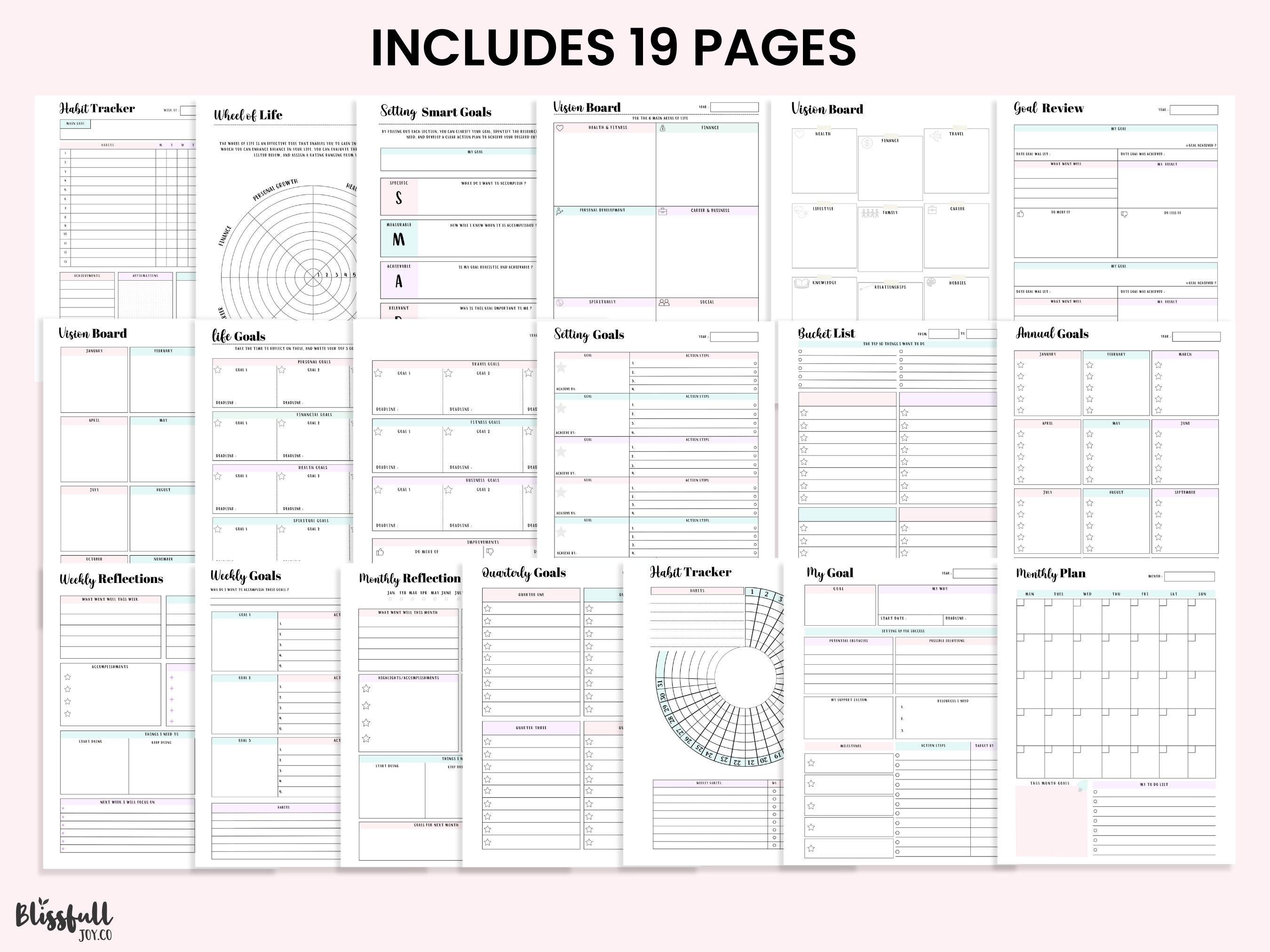 Goal Planner Bundle, Goals Tracker, Habits Trackers, Weekly, Monthly ...