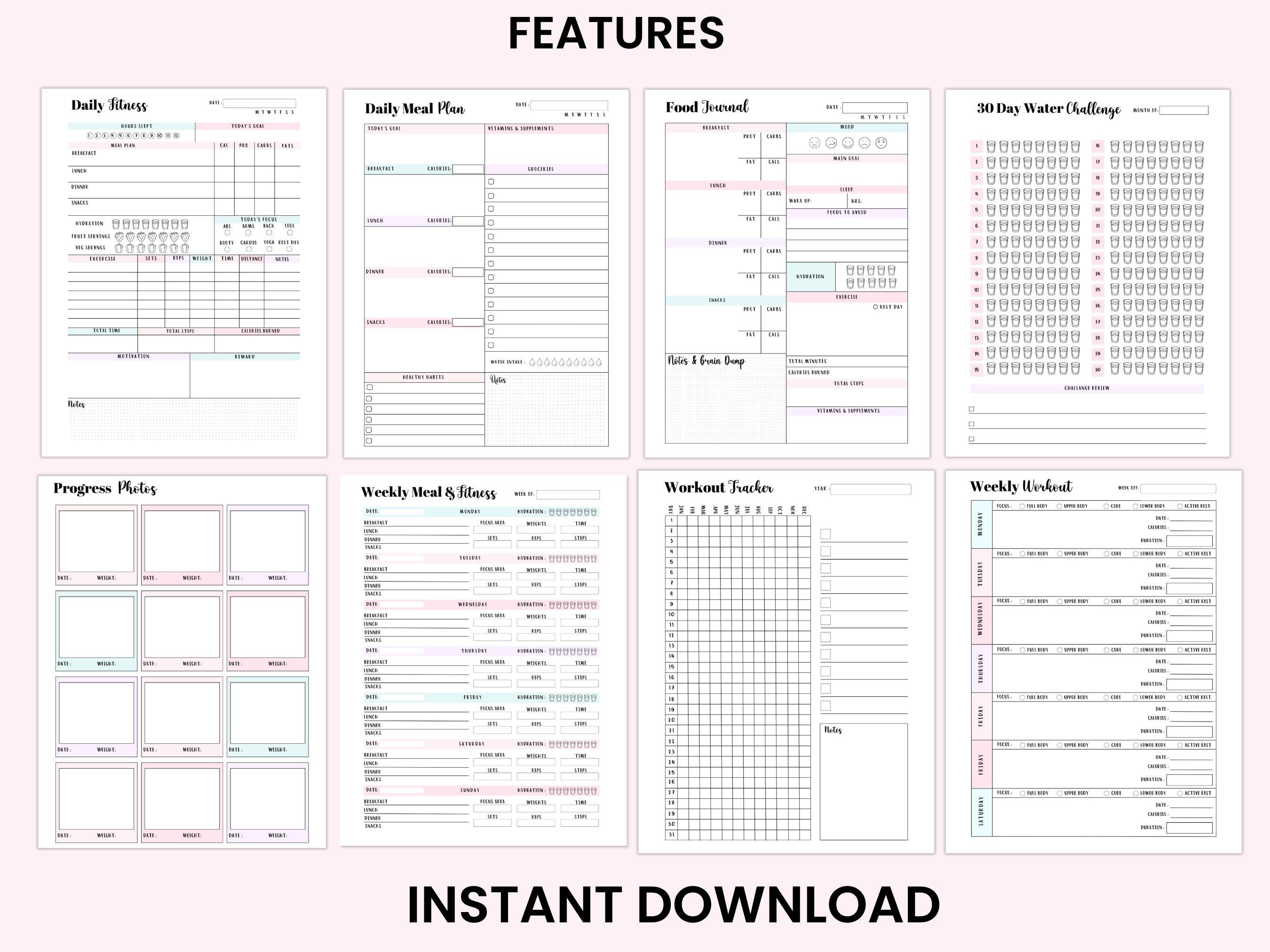 Printable /digital Fitness Journal, Weight Loss Tracker, Wellness ...