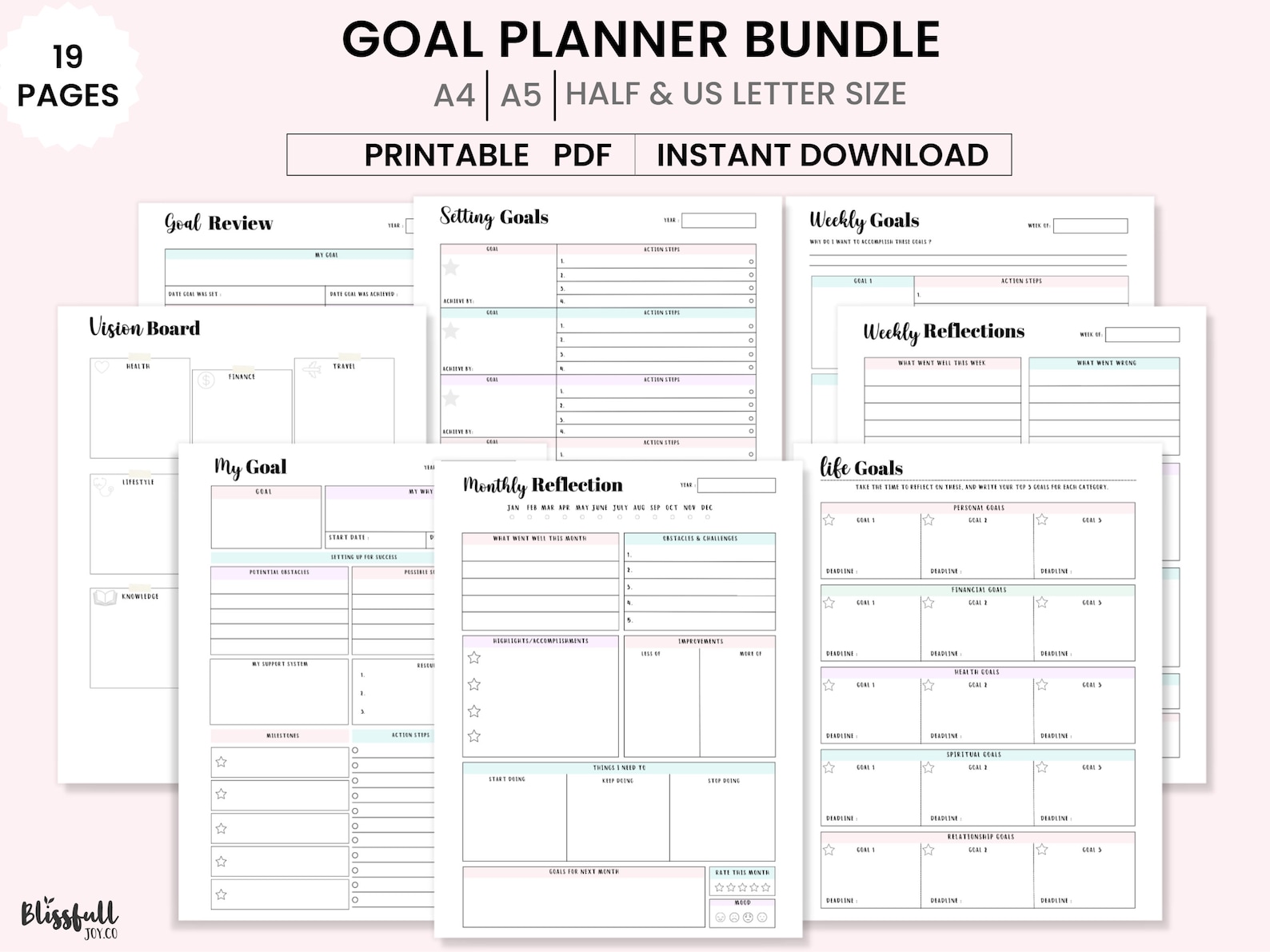 Goal Planner Bundle, Goals Tracker, Habits Trackers, Weekly, Monthly ...