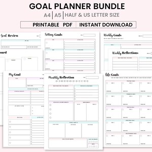 Goal Planner Bundle, Goals Tracker, Habits Trackers, Weekly, Monthly ...