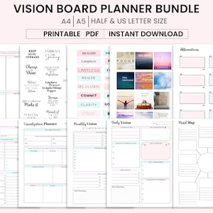 Printable Vision Board, Visualization Planner, Life Quotes ,words ...