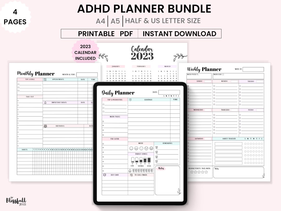 ADHD Daily, Weekly, Monthly Planner for Adults, Neurodivergent ,to Do ...