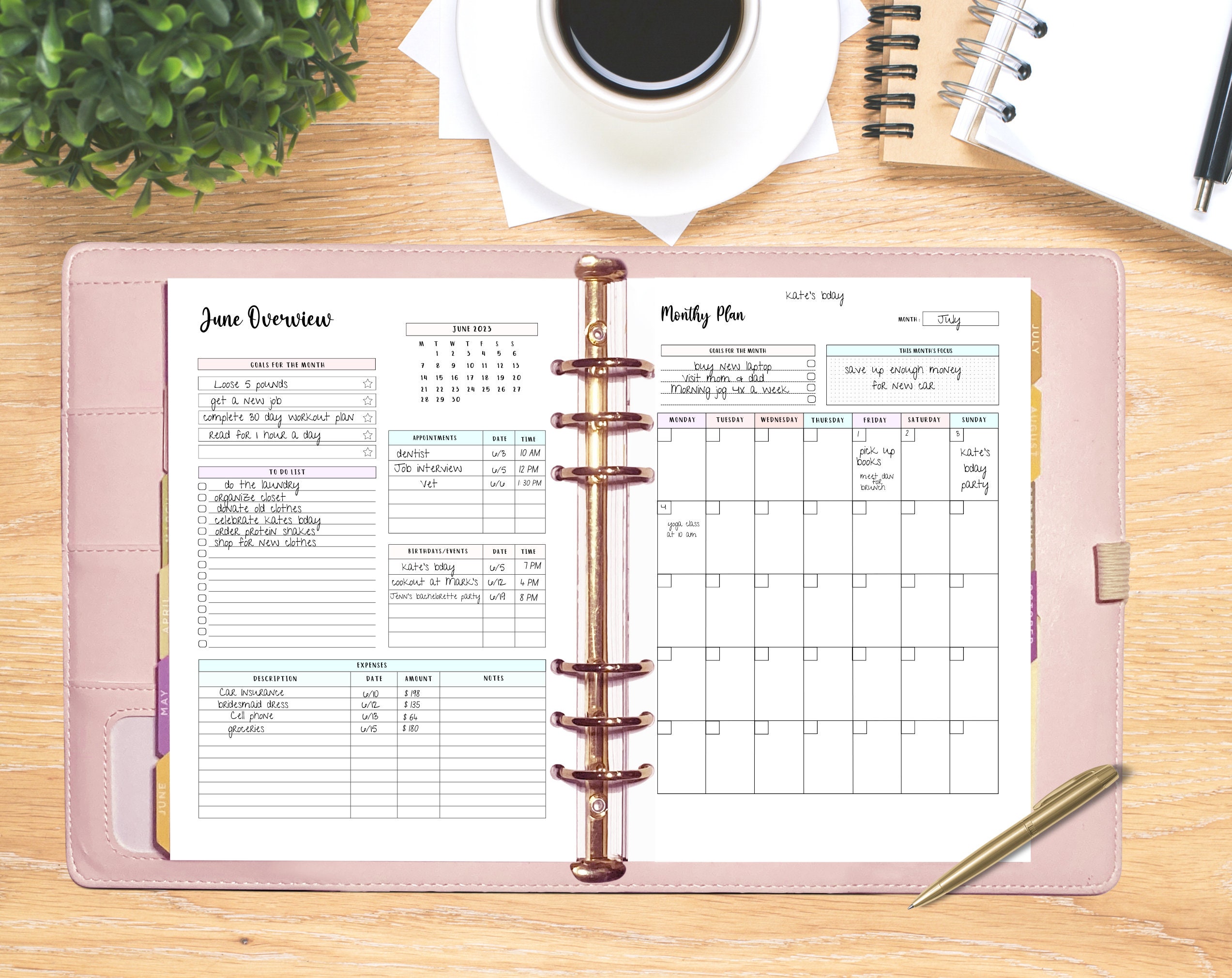 12 Month Overview Planner Printable, Undated Monthly Planner, Monthly ...