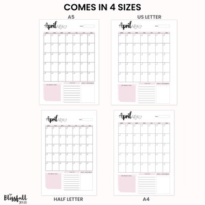 Undated Calendar Planner Insert , Monthly Planner, Monthly Calendar, to ...