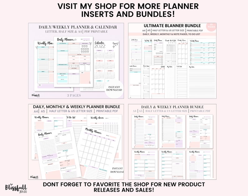 Printable Weekly Planner Set , Weekly Planner, Productivity Planner ...