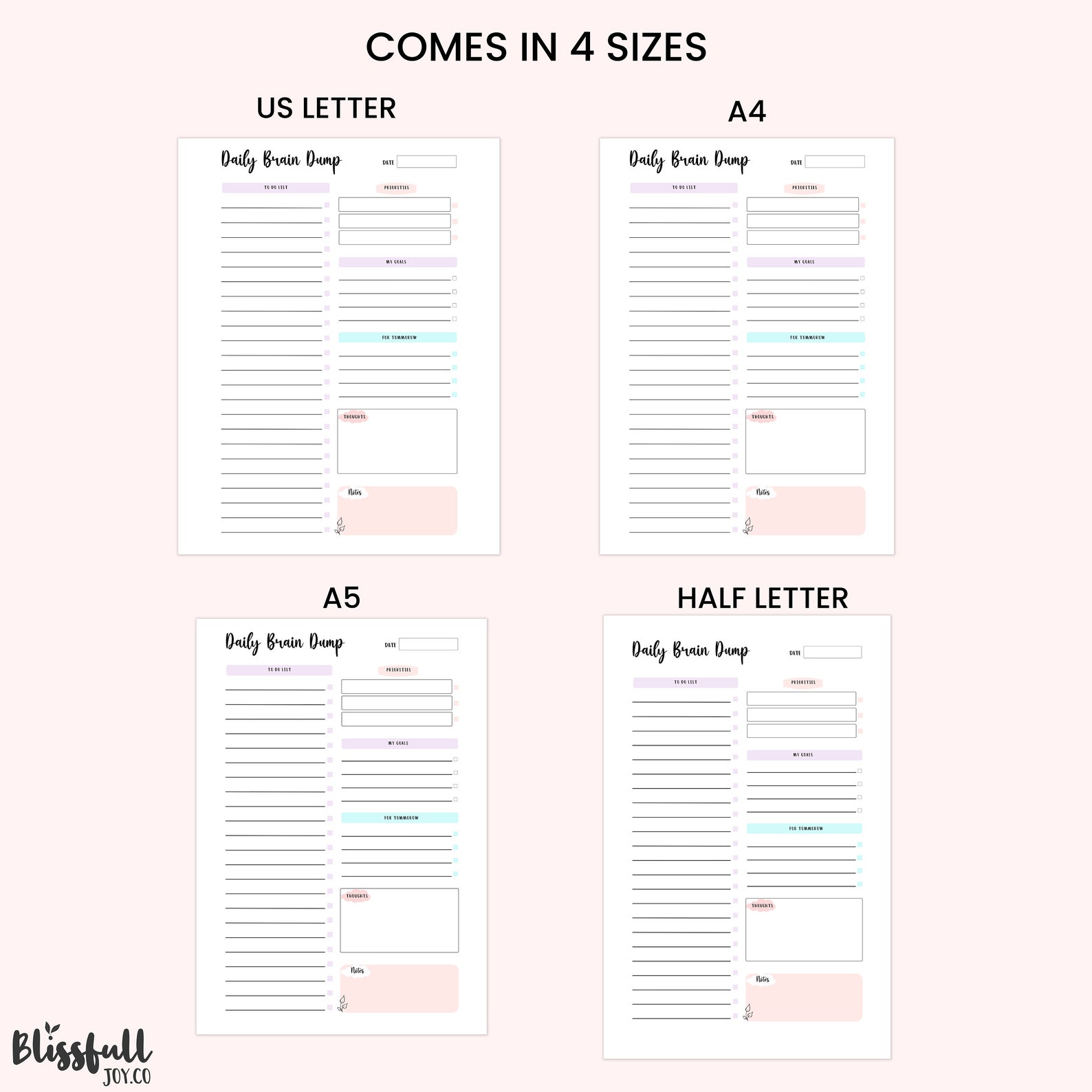 Printable Brain Dump , Productivity Planner, Planner Insert, Thought ...