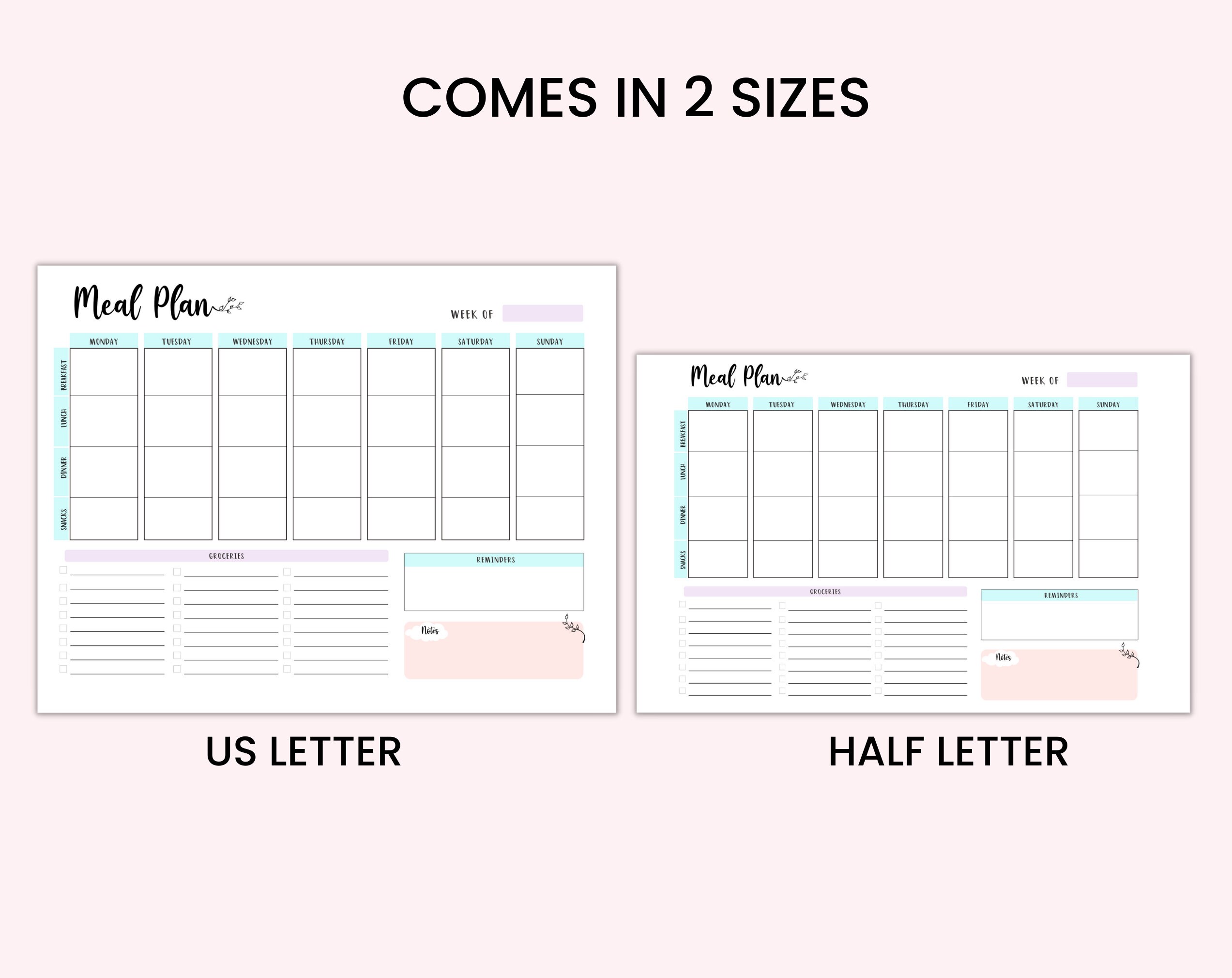 Printable Meal Planner Weekly Planner to Do List Menu - Etsy