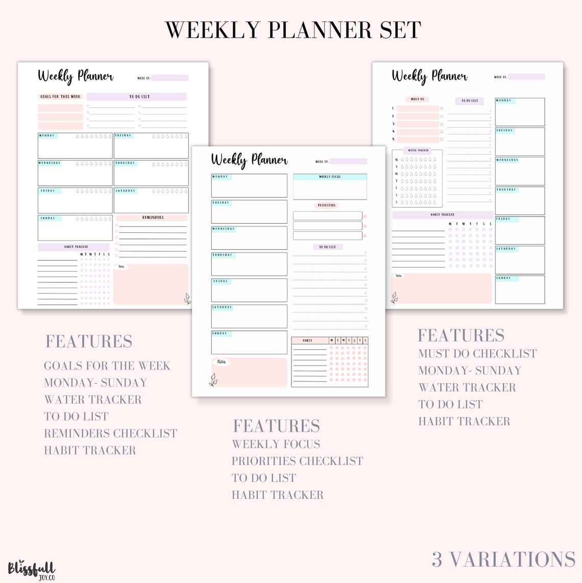 Printable Planner Bundle Daily Planner Weekly Planner - Etsy