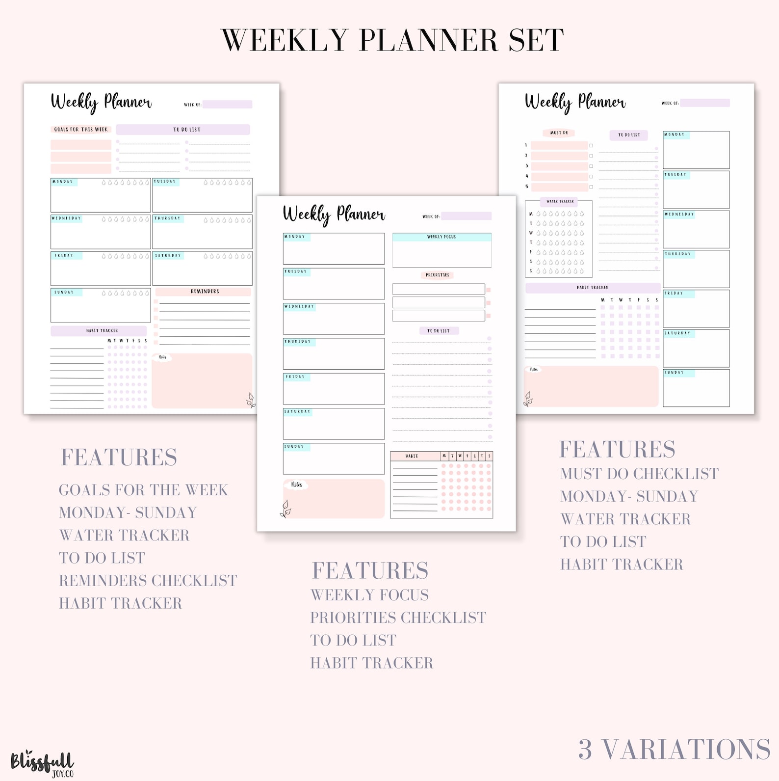 Printable Planner Bundle , Daily Planner, Weekly Planner, Productivity ...