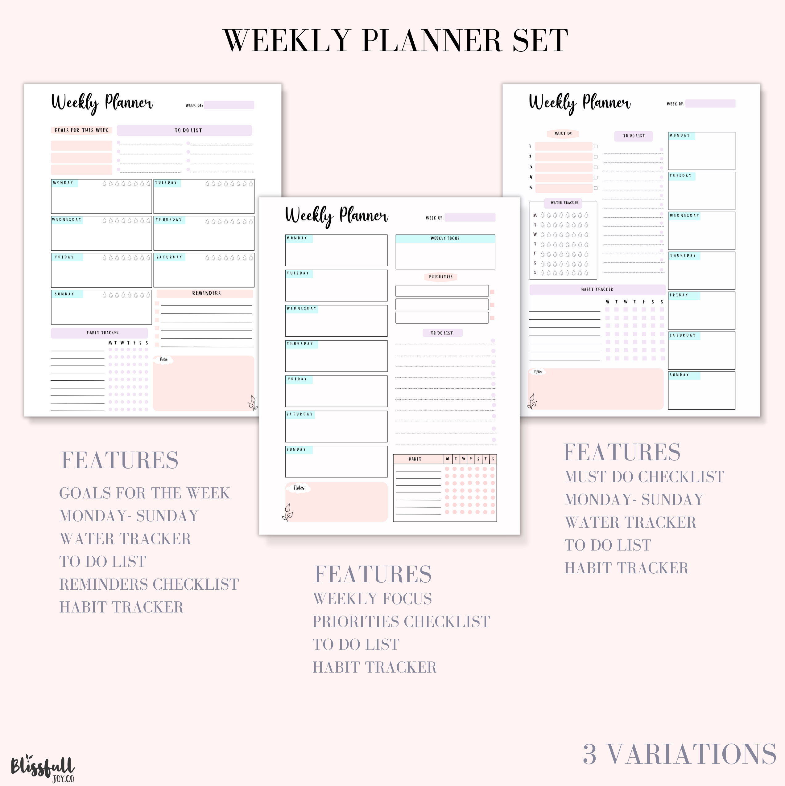 Printable Planner Bundle , Daily Planner, Weekly Planner, Productivity ...