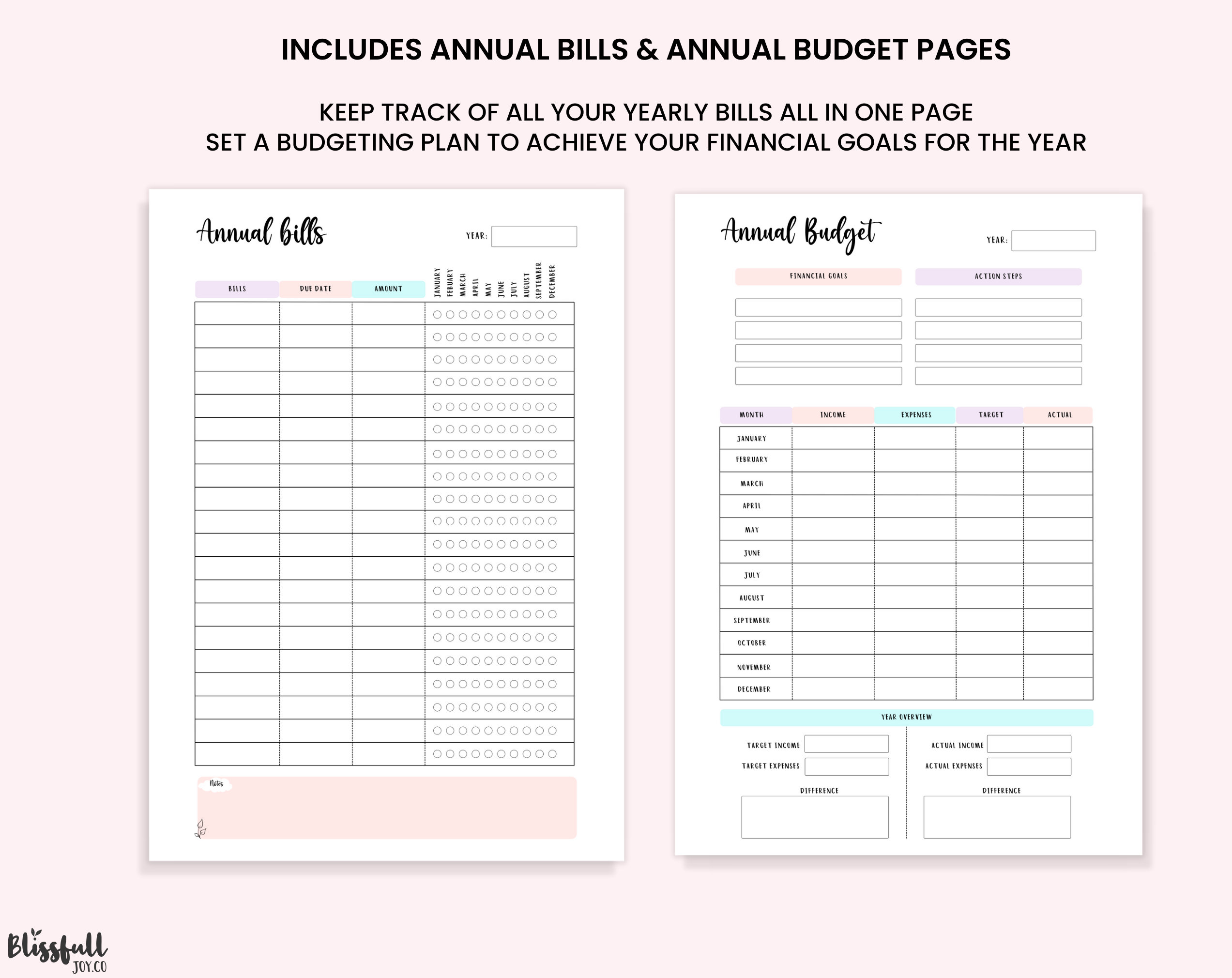 Finance Planner Bundle, Income & Expense Trackers, Bills Tracker, Debt ...
