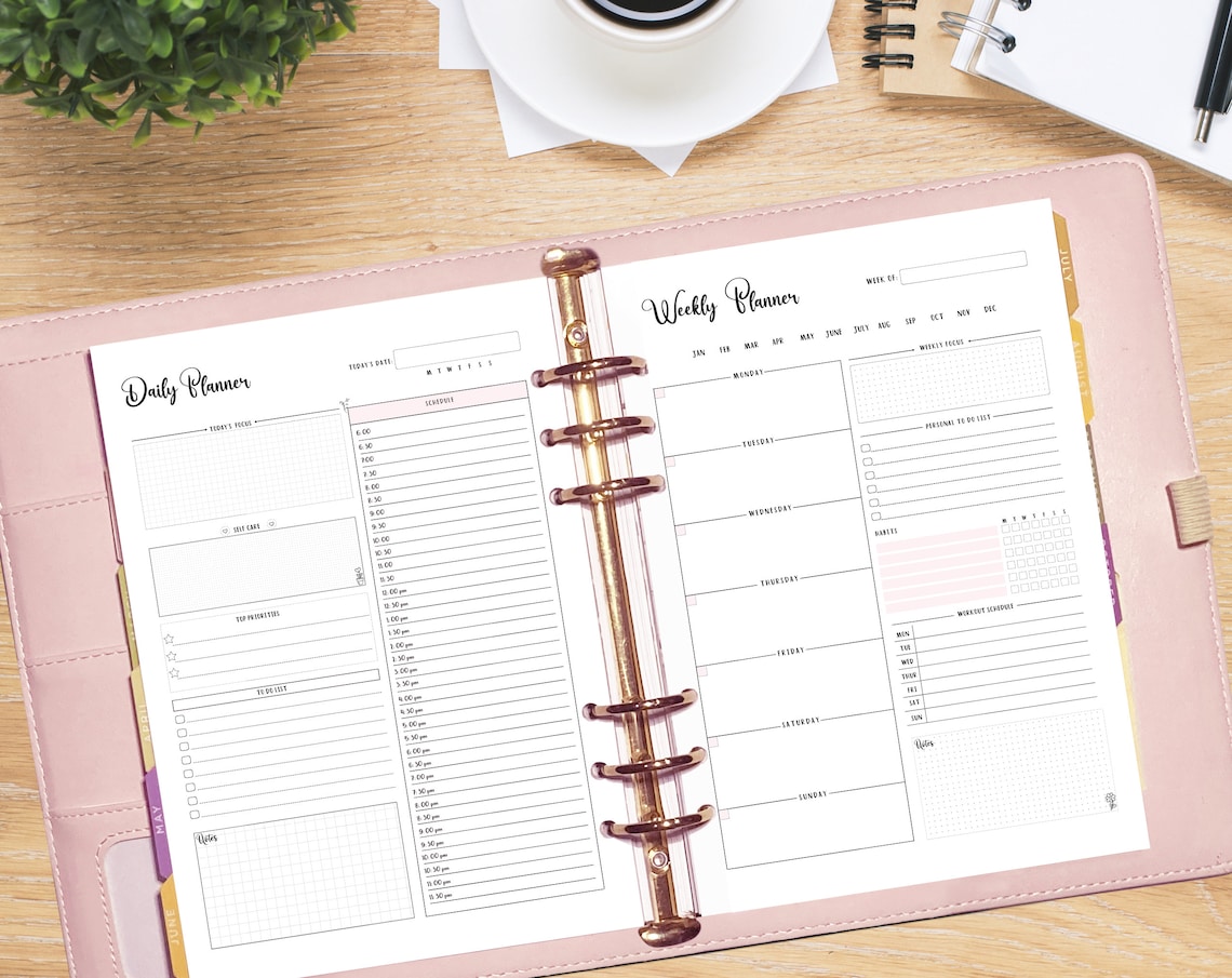 Printable Planner Bundle, Daily, Weekly, Monthly Planners, Note Pages ...