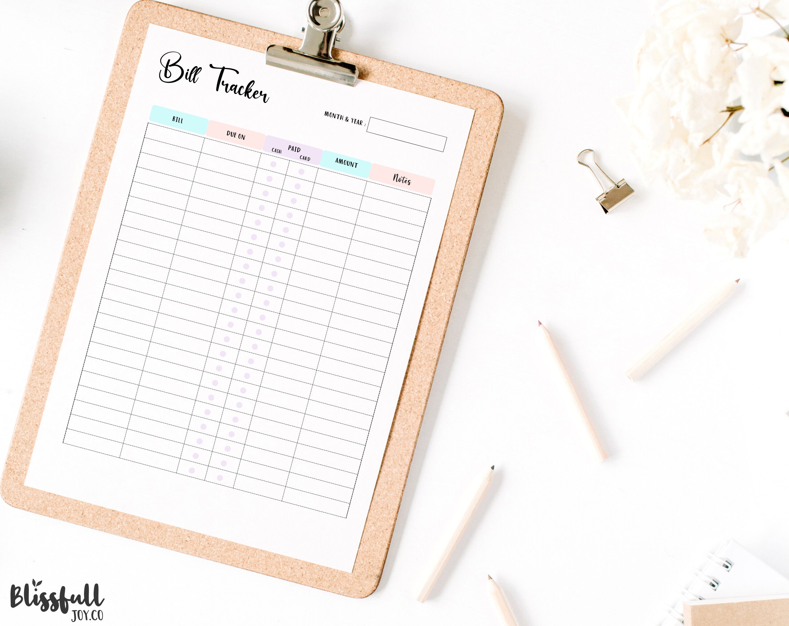 Printable Bill Tracker Inserts, Monthly Bill Tracker, Yearly, Bill ...