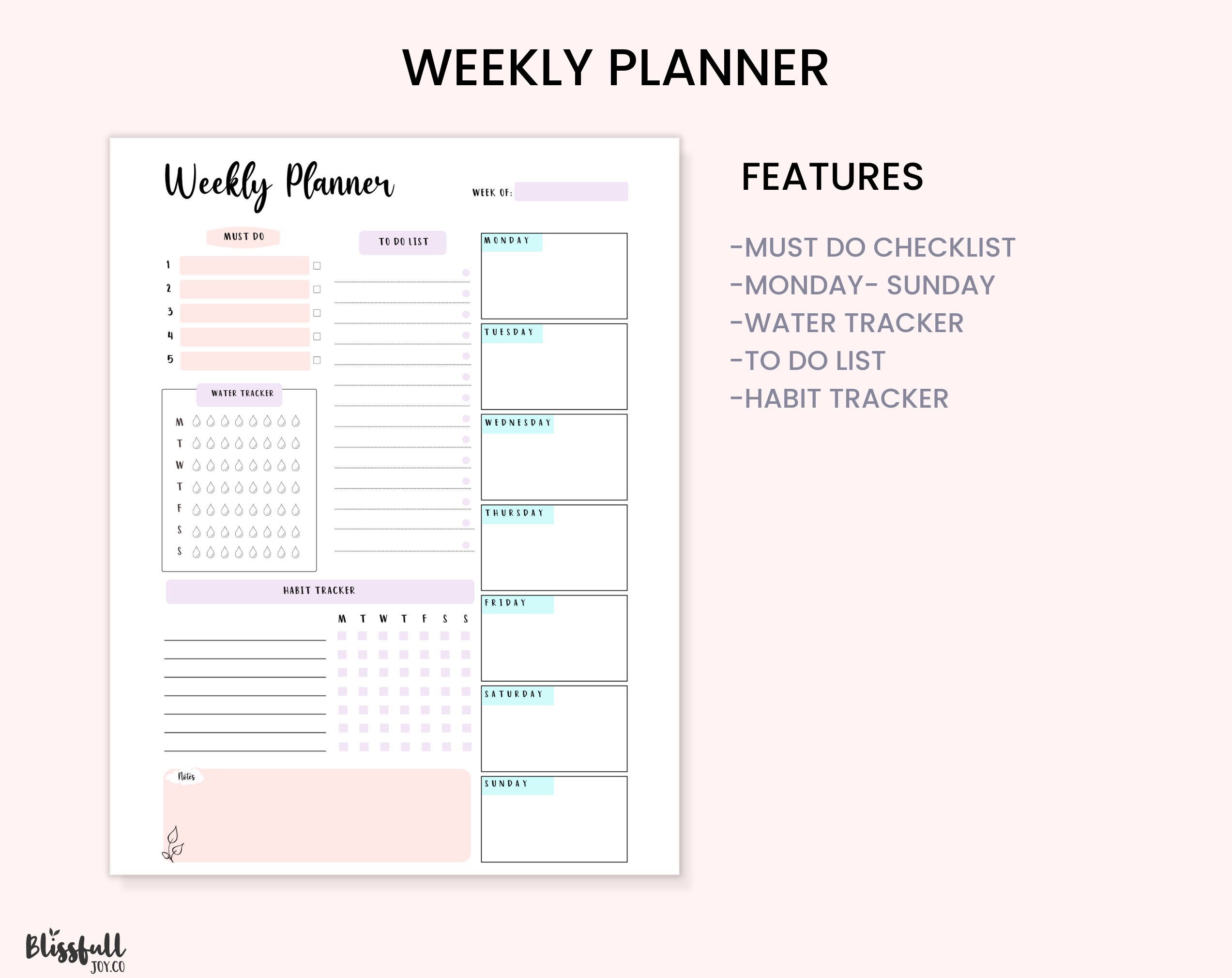 Daily Planner, Weekly Planner, Monthly Planner, Printable Planner ...