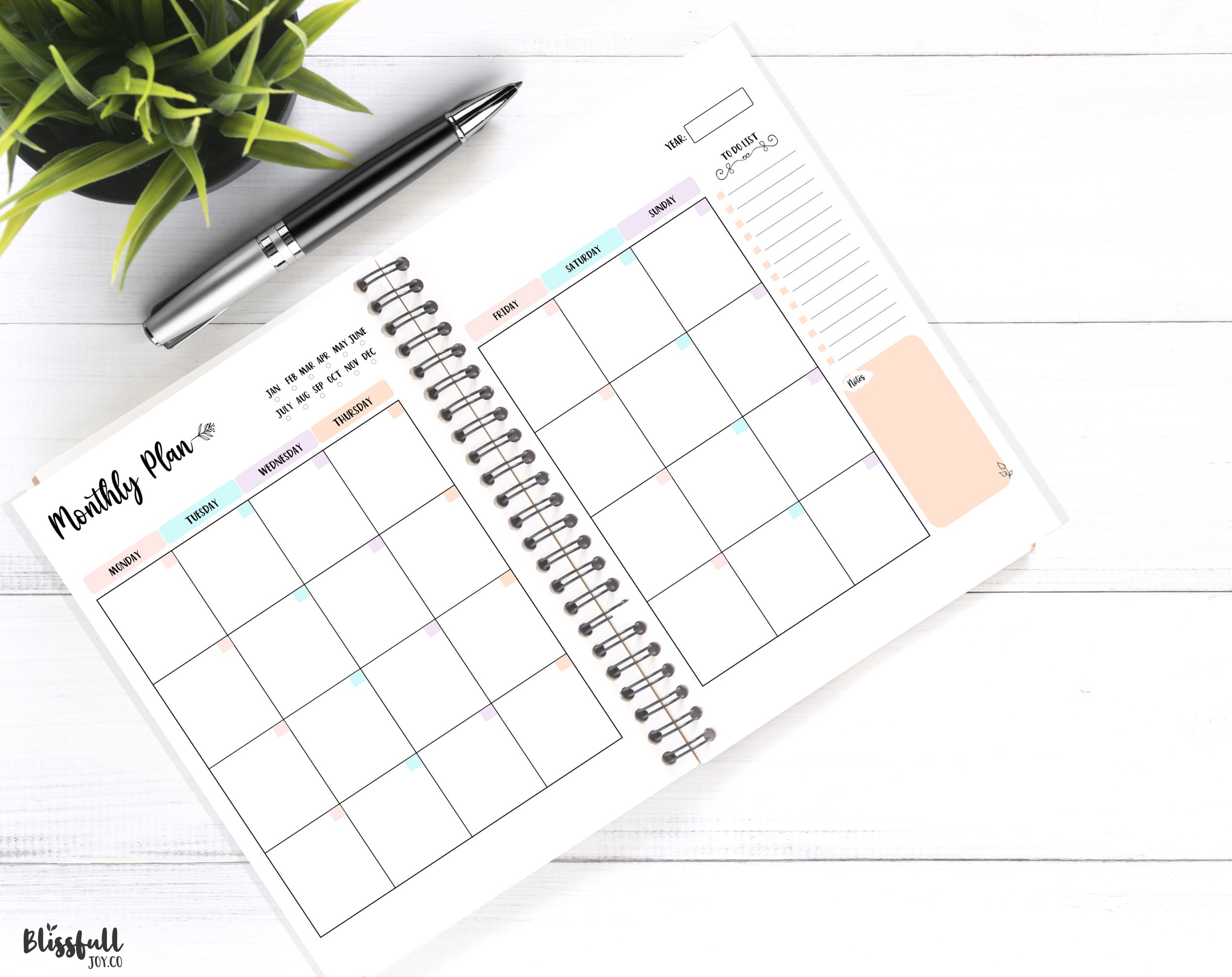 Undated Monthly Planner Printable, Monthly Calendar Inserts, Undated ...