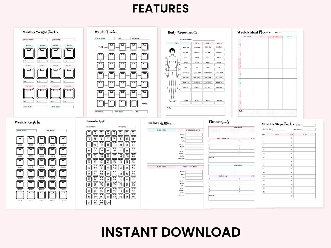 Printable /digital Fitness Journal, Weight Loss Tracker, Wellness ...