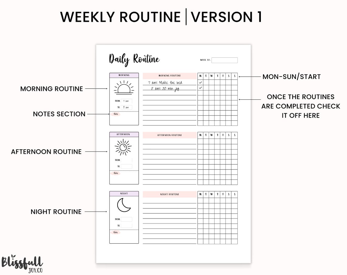 Daily Routine Tracker, Routine Checklist, Weekly Routine, Printable ...
