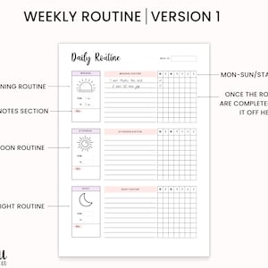 Daily Routine Tracker Routine Checklist Weekly Routine - Etsy