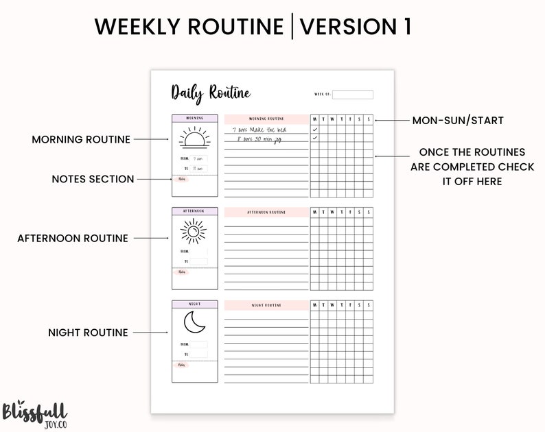 Daily Routine Tracker, Routine Checklist, Weekly Routine, Printable ...