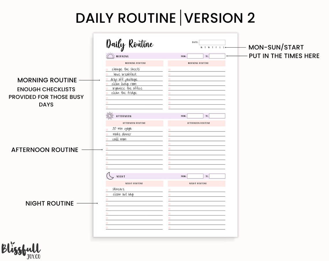 Daily Routine Tracker, Routine Checklist, Weekly Routine, Printable ...