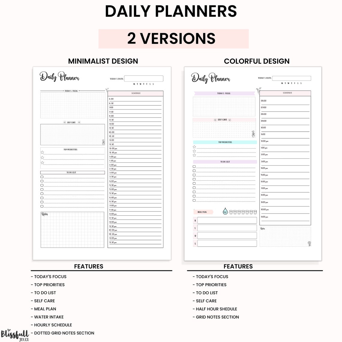 Printable Planner Bundle, Daily, Weekly, Monthly Planners, Note Pages ...