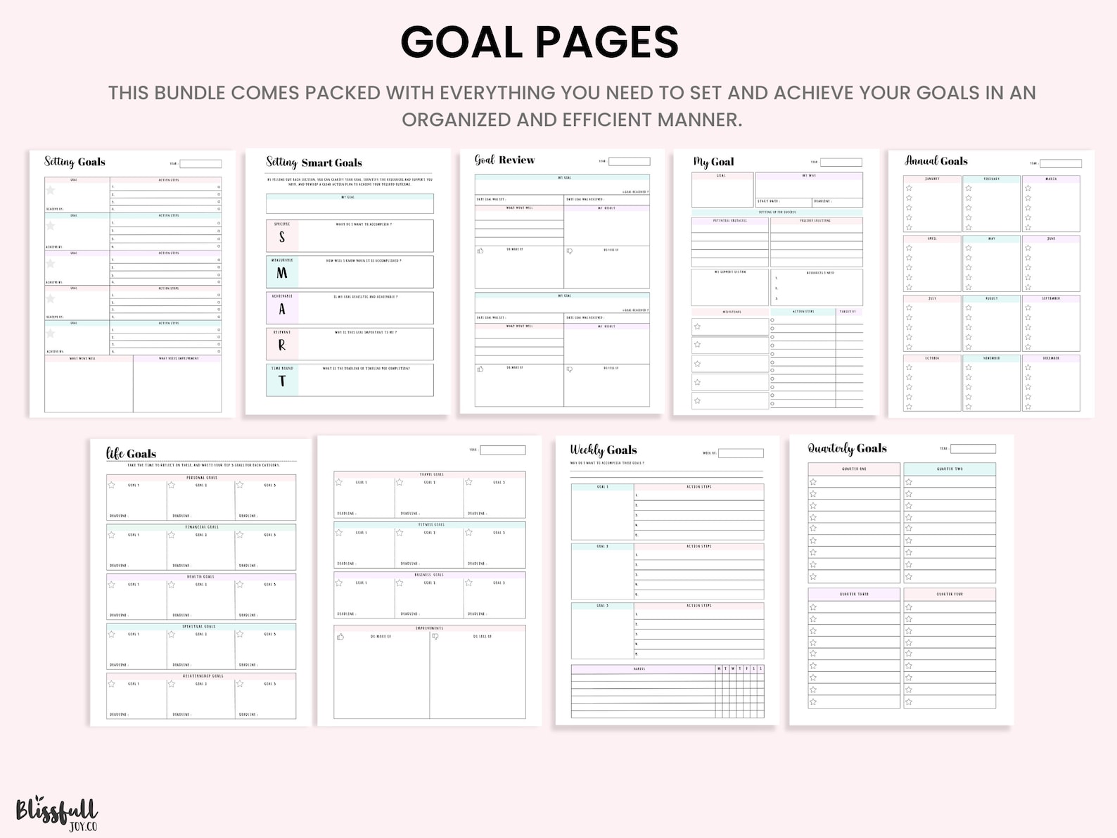 Goal Planner Bundle, Goals Tracker, Habits Trackers, Weekly, Monthly ...